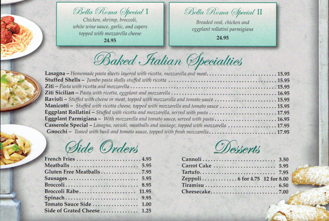 Bella Roma of Coram - Menu