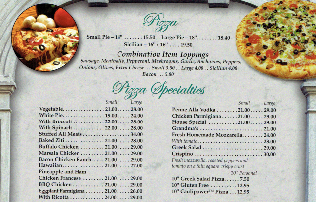 Bella Roma of Coram - Menu