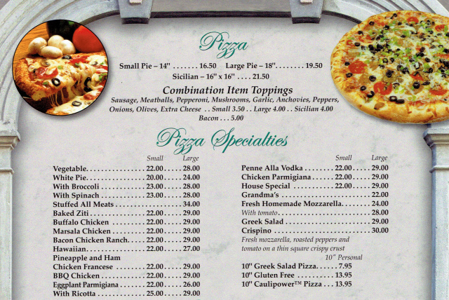 Bella Roma of Coram - Menu